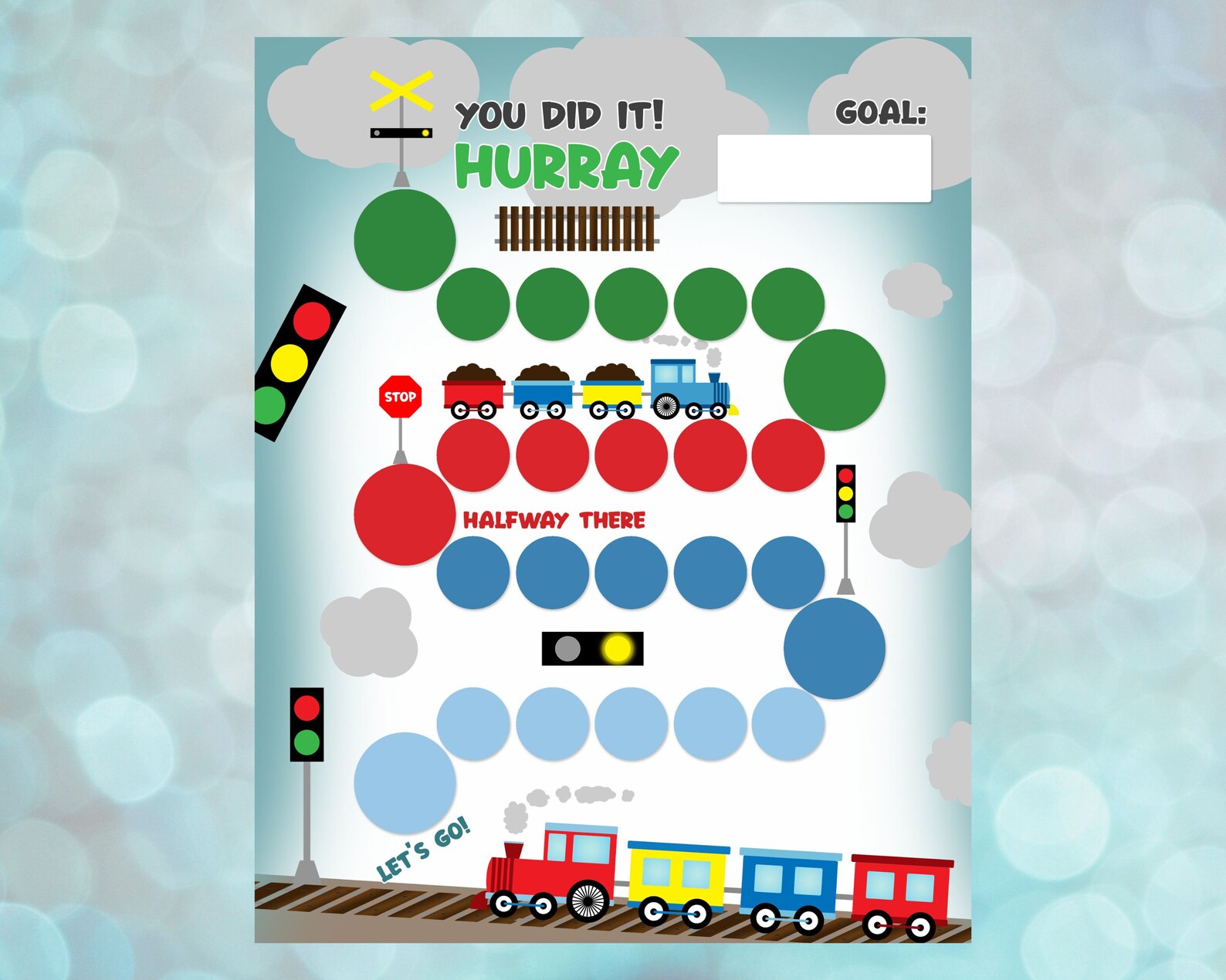 Train Printable Sticker Chart for Kids, Sticker Reward Chart for ...