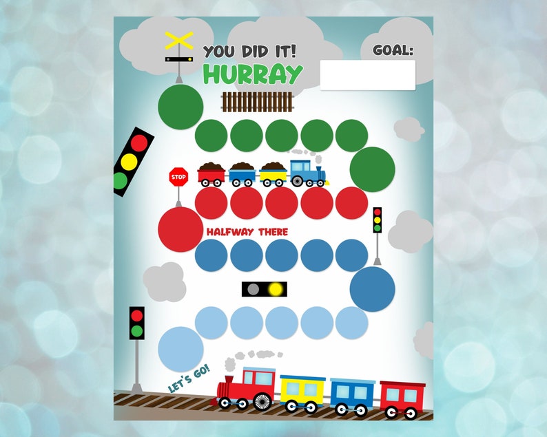 Train Printable Sticker Chart for Kids, Sticker Reward Chart for ...