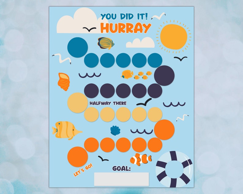 Fish Sticker Chart for Boys, Underwater Potty Training Chart for ...