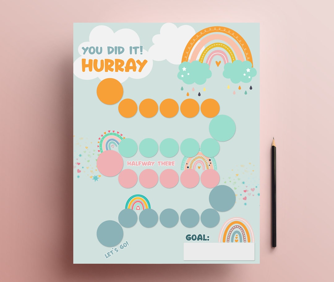 Rainbow Sticker Chart for Girls, Reward Chart for Kids, Chore Chart for ...