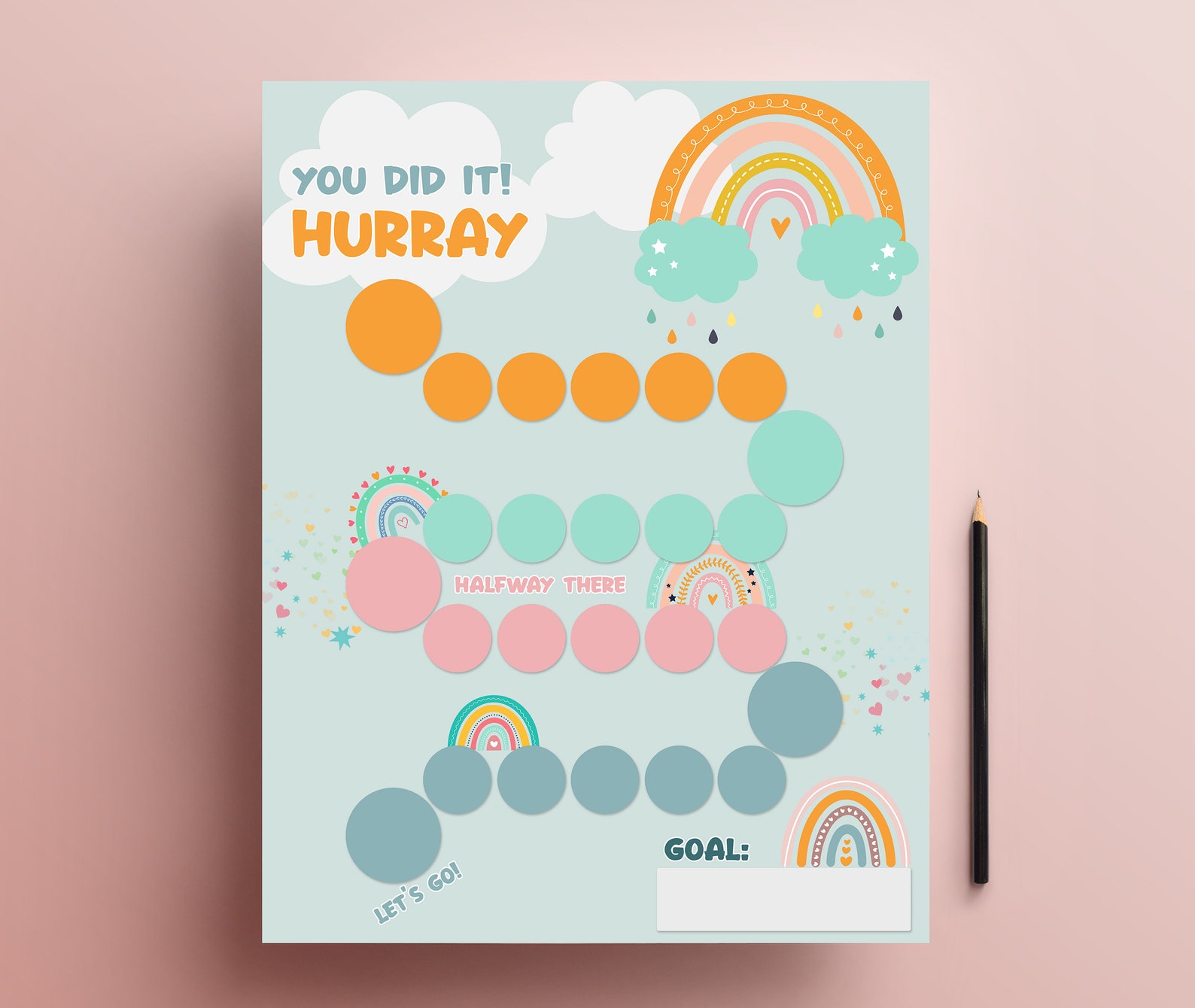 Rainbow Sticker Chart for Girls, Reward Chart for Kids, Chore Chart for ...