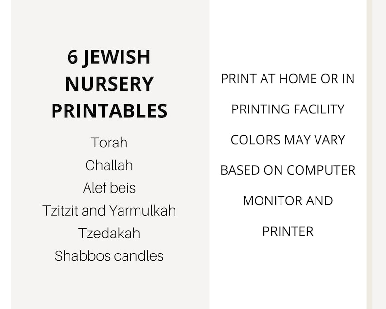 Jewish Nursery Art, Set of 6 PRINTABLES, Jewish Baby Naming Gift ...