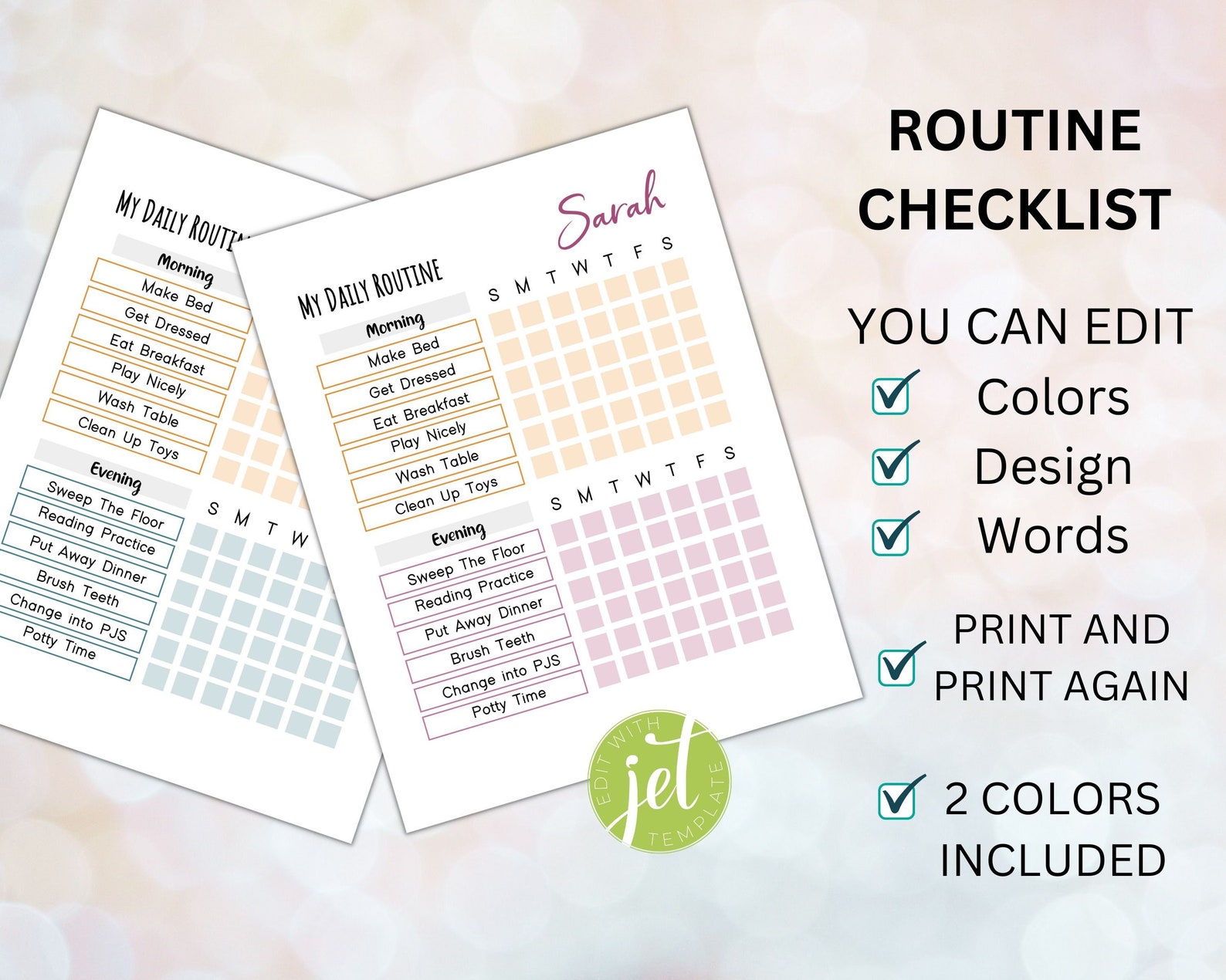 Editable Daily Routine, Morning Routine, Bedtime Checklist, Visual ...