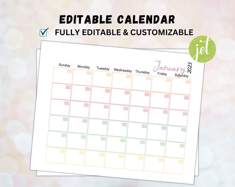 EDITABLE 2024 Calendar, Calendar 2024, Monthly Calendar, Yearly ...