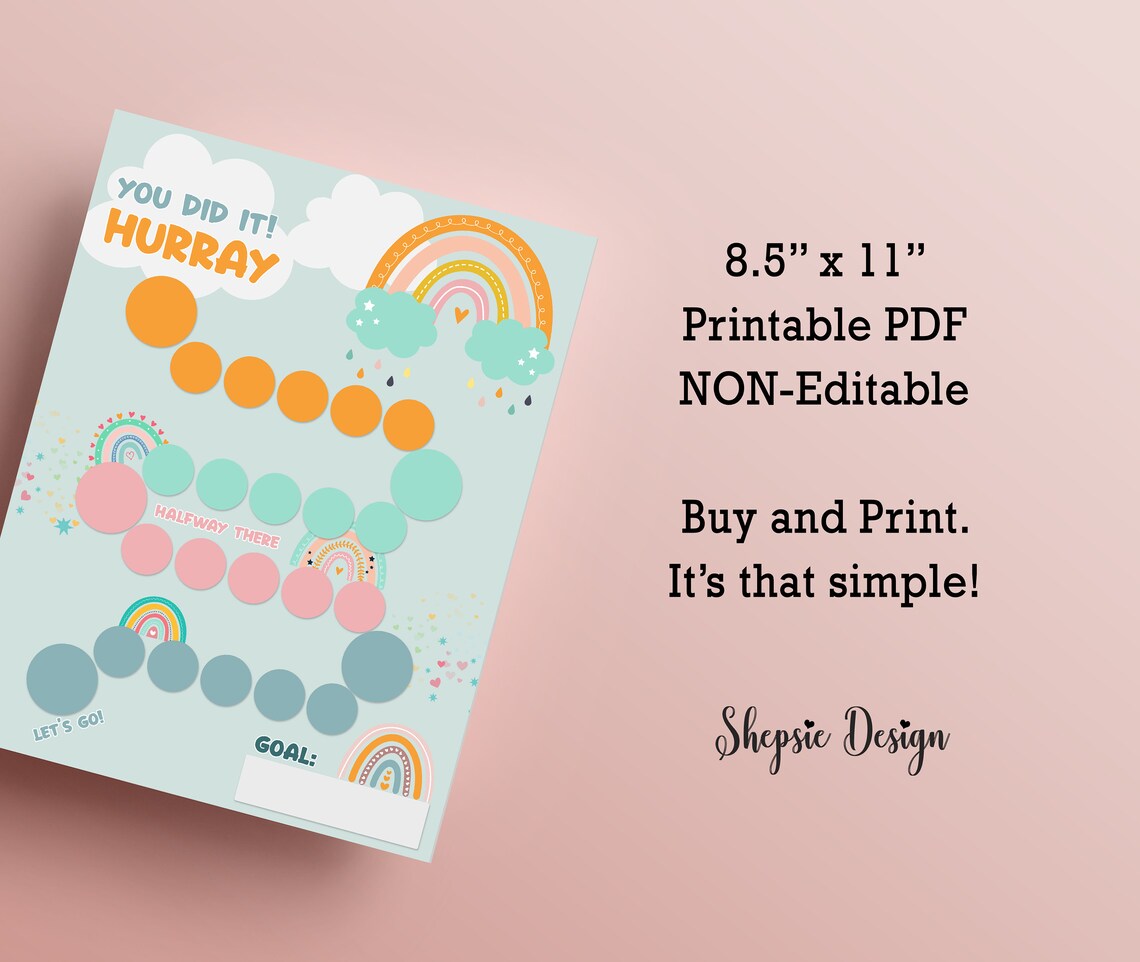 Rainbow Sticker Chart for Girls, Reward Chart for Kids, Chore Chart for ...