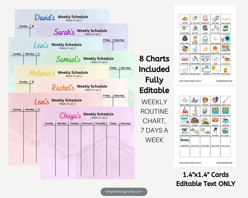 Visual Schedule, Weekly Routine Chart, Bedtime Chart, Morning Routine ...