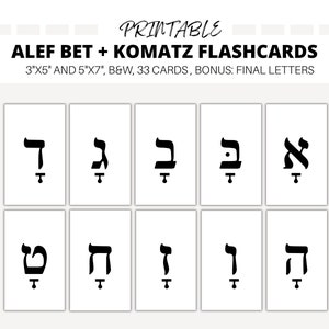 Hebrew Alphabet Flashcards, Alef Bet, Hebrew Letters Printable, Judaica ...