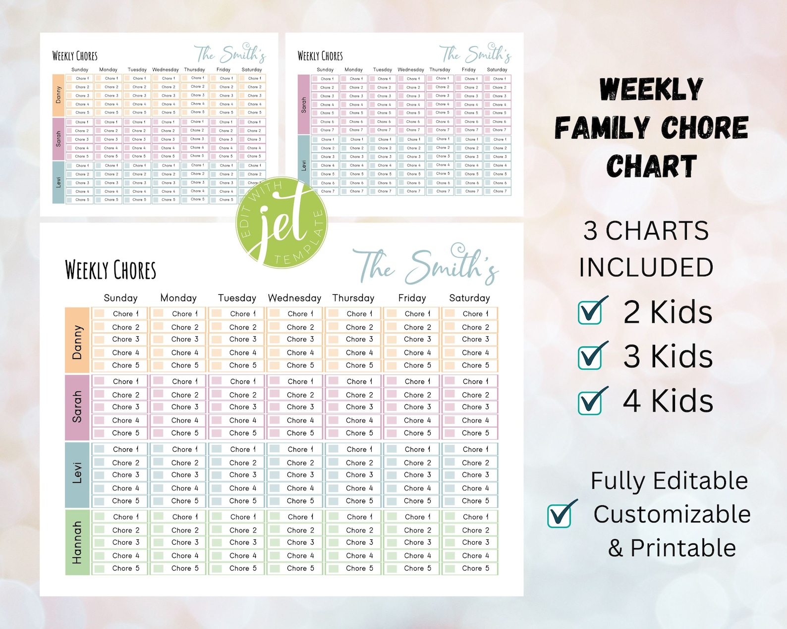 Editable Chore Chart for Family, Routine Chart for Teens, Visual ...