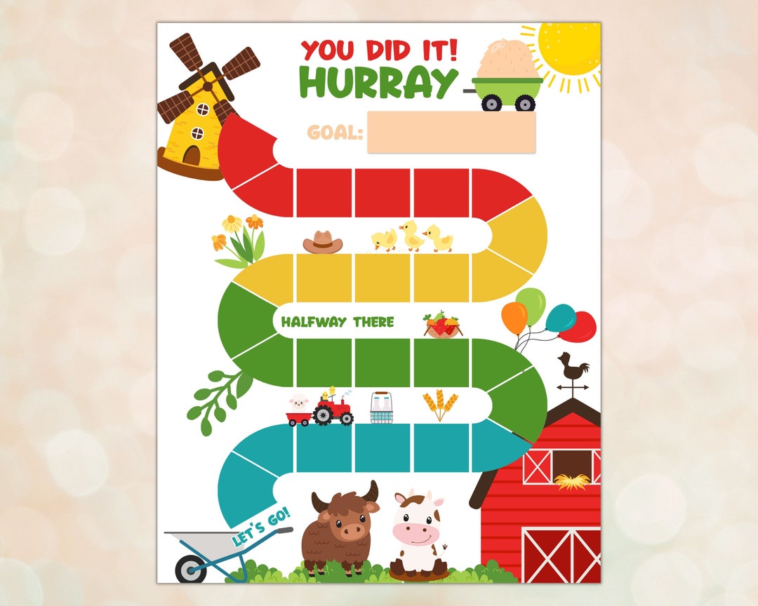 Farm Reward Chart, Printable Sticker Chart for Kids, Potty Training ...