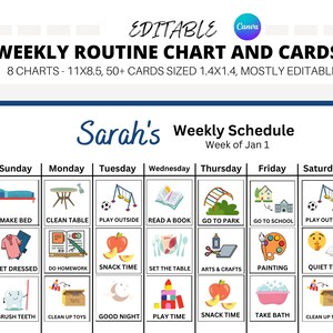 Editable Chore Cards With Pictures, Daily Routine Cards Chart, Visual ...