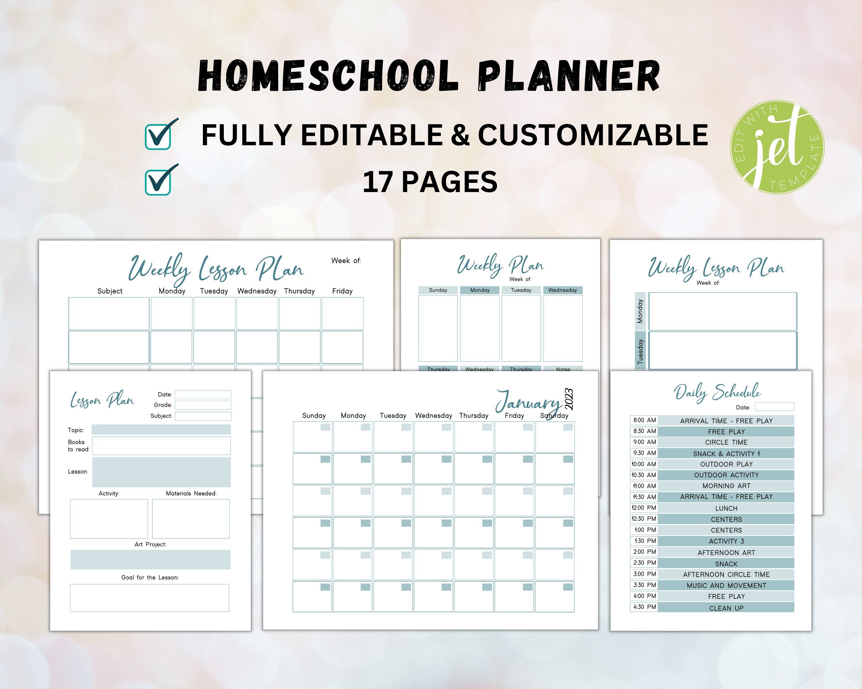 EDITABLE Homeschool Planner, Teacher Planner, Preschool Classroom, Home ...