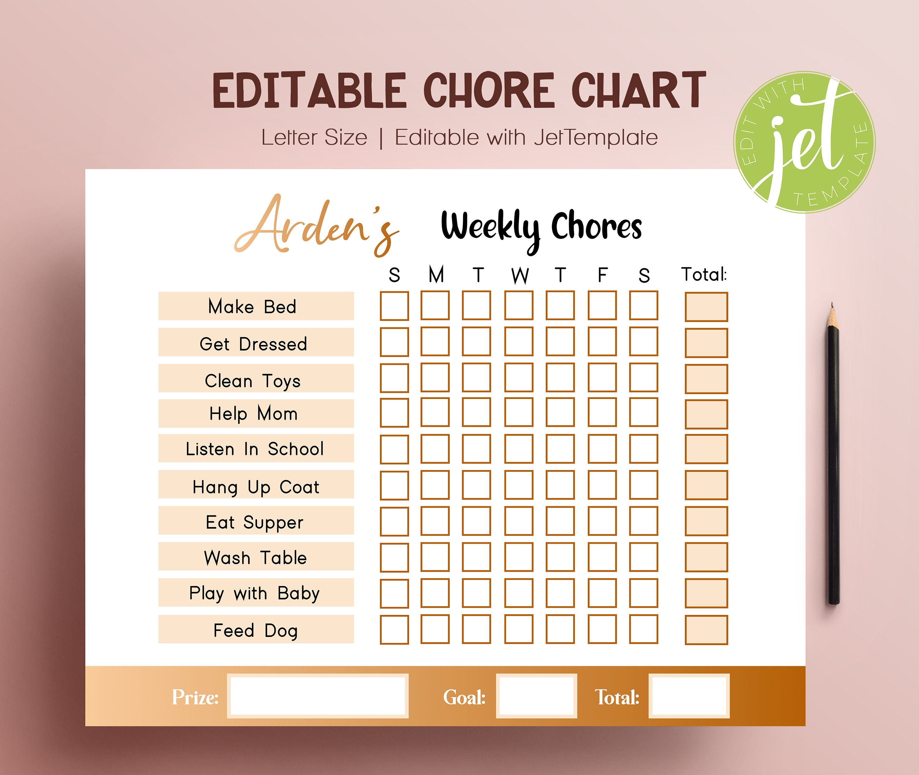 Daily Routine Chart Printable, 5 Year Old Chore Chart for Kids ...