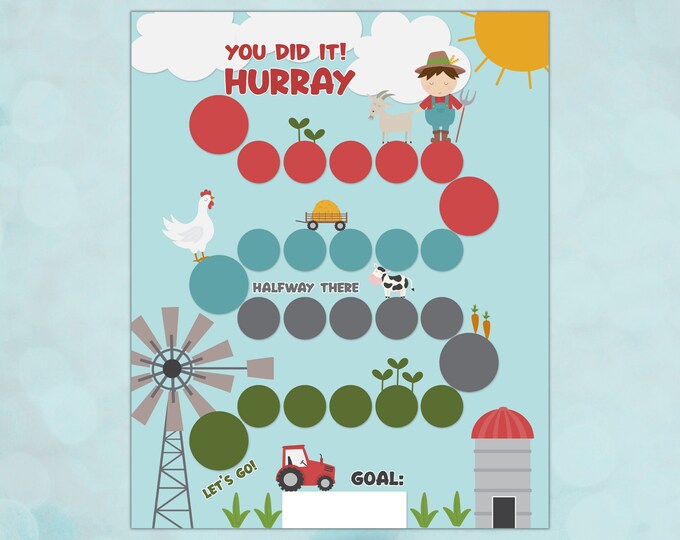 Farm Sticker Chart for Potty Training Chart for Toddlers, Animal ...