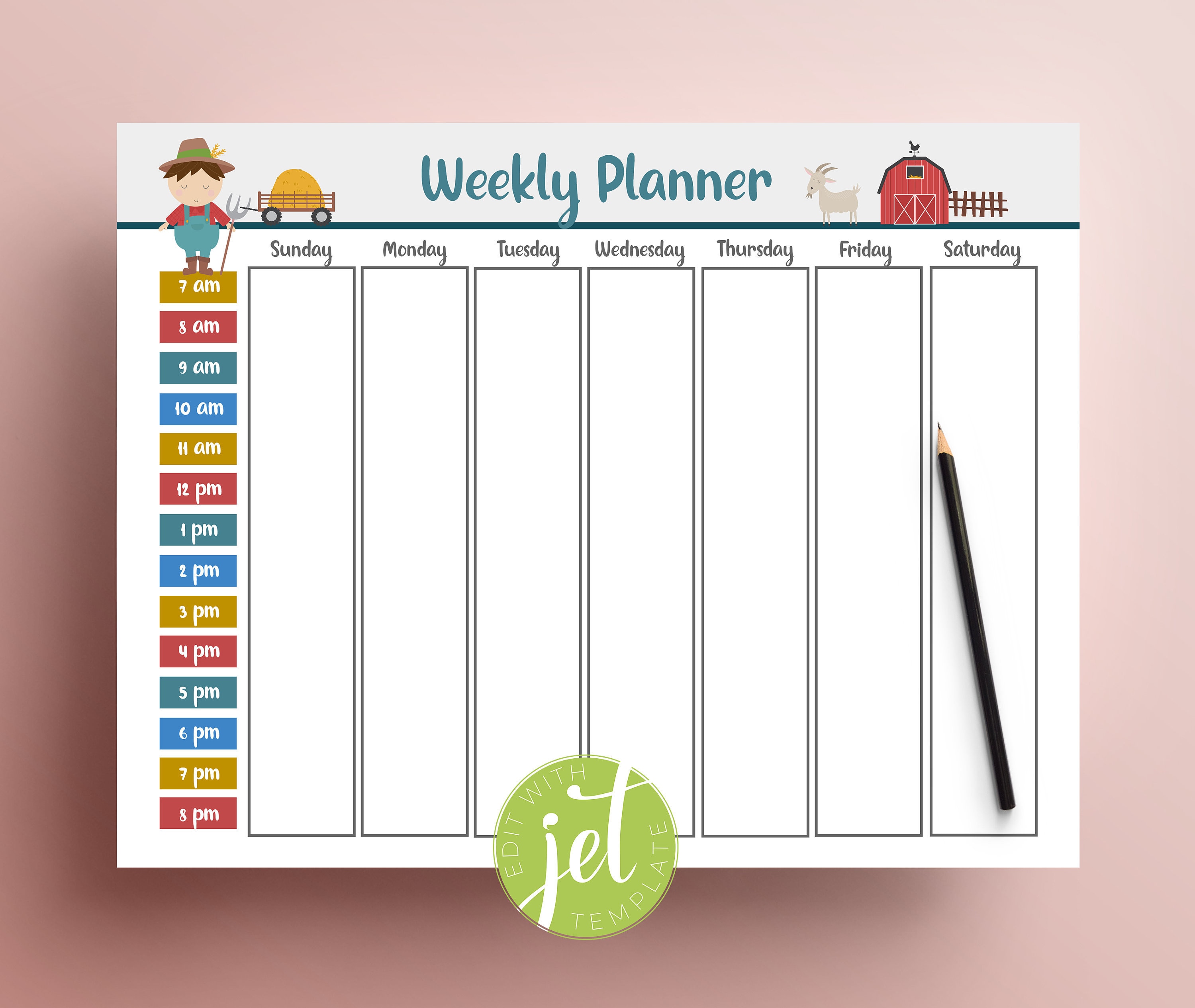 Weekly Routine Chart for Kids Daily Schedule Printable, Kids ...