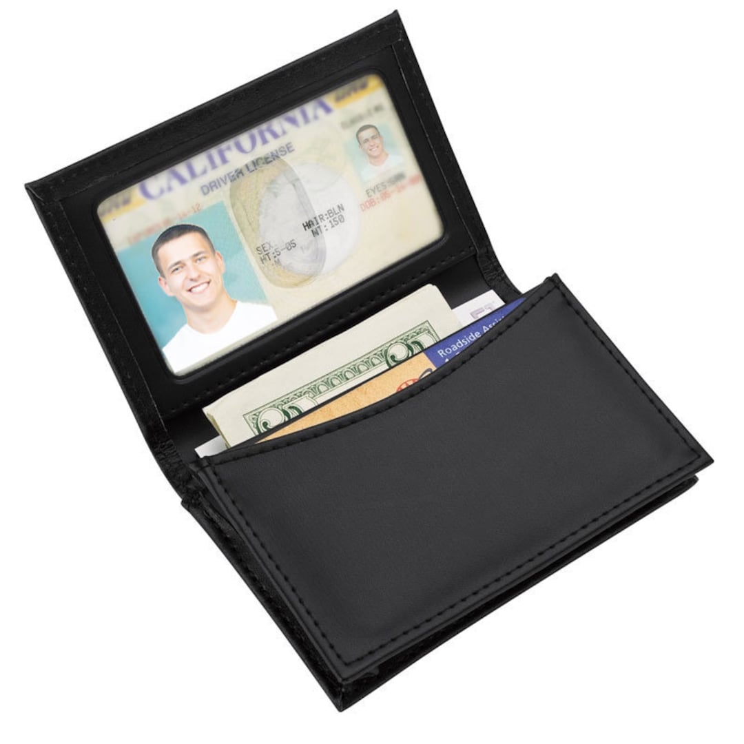 Multi-function Black Leather Business ID Card Money Case - Personalized ...
