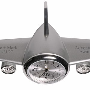 Custom Metal Alloy Mini Jumbo Jet Office Table Clock Face ...