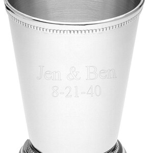 Personalized Polished Silver Stainless Steel Mint Julep Cup - Engraved ...