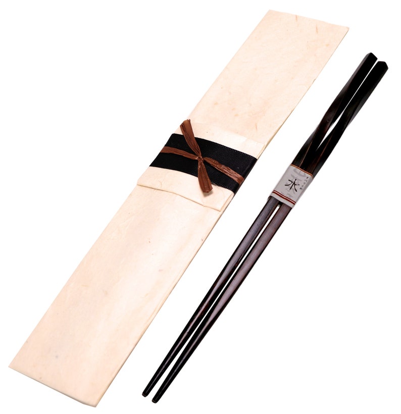 Personalized Fine Dining Twisted Dark Brown Wood Chopsticks & Optional ...