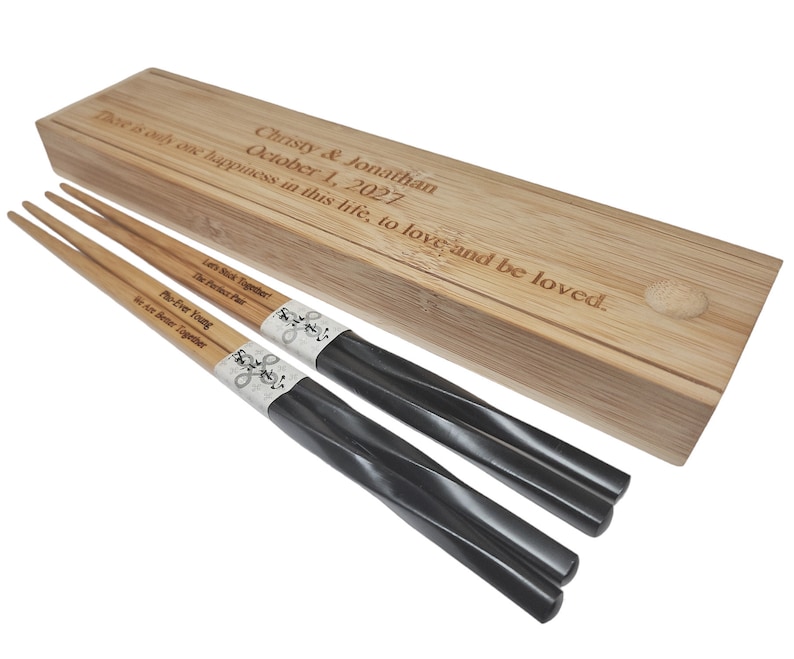 2-sets Engraved Twisted Black Bamboo Chinese Chopsticks Pairs ...