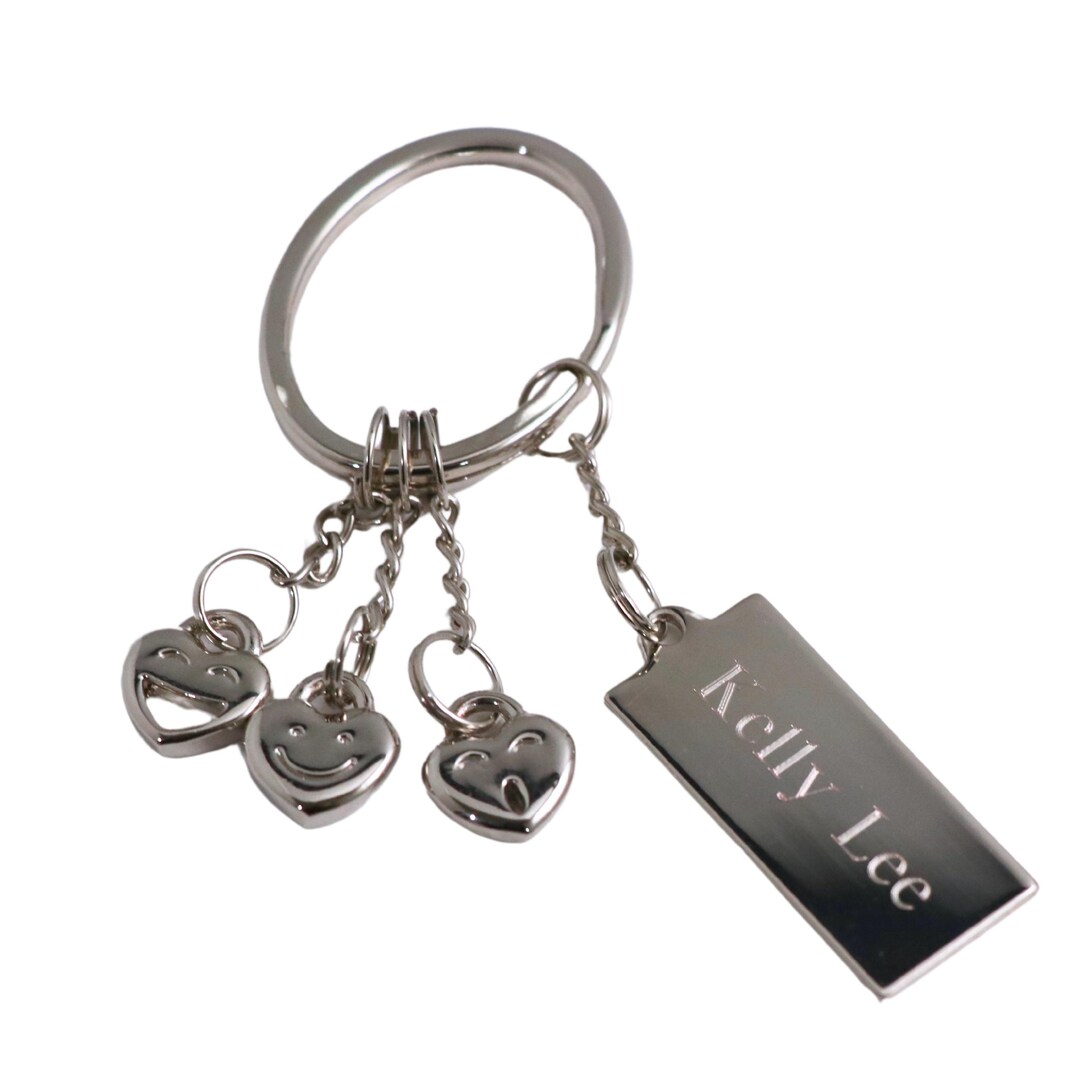 Custom Engraved Heart Emoji Charms Keychain - Personalized Gifts, Key ...