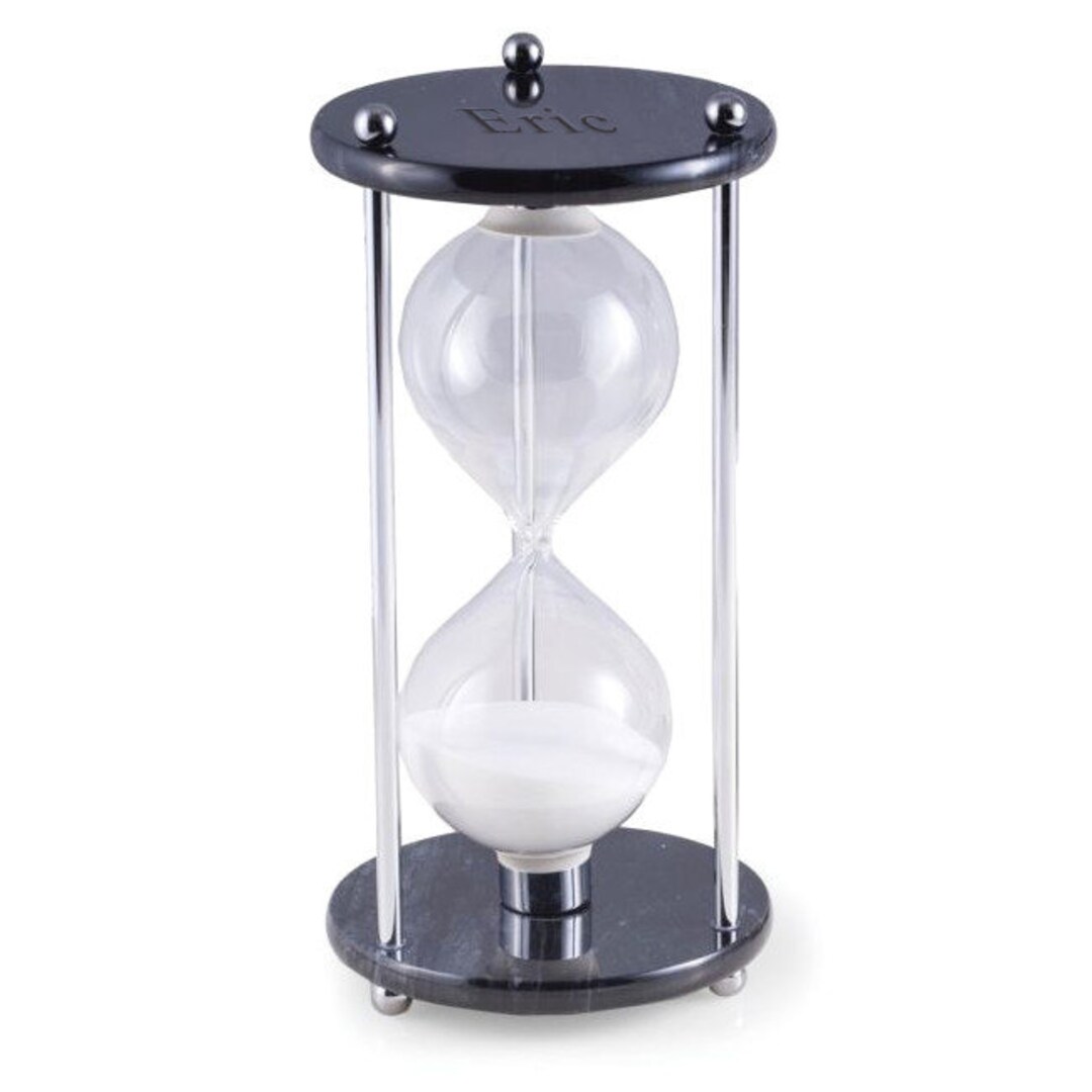 Elegant Black Marble Hourglass Sand Timer With Metal Rods (60 Minutes ...