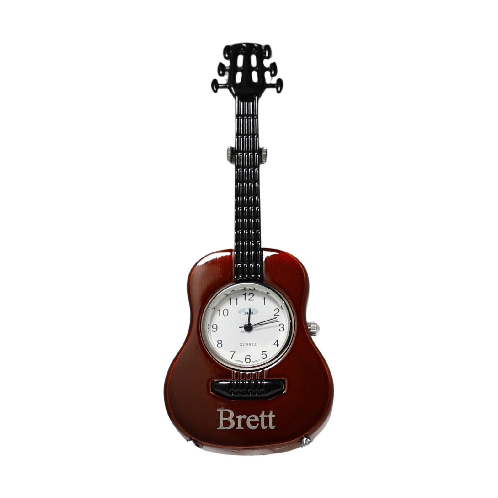Custom Mini Silver Alloy Acoustic Guitar Desk Clock - Personalized ...