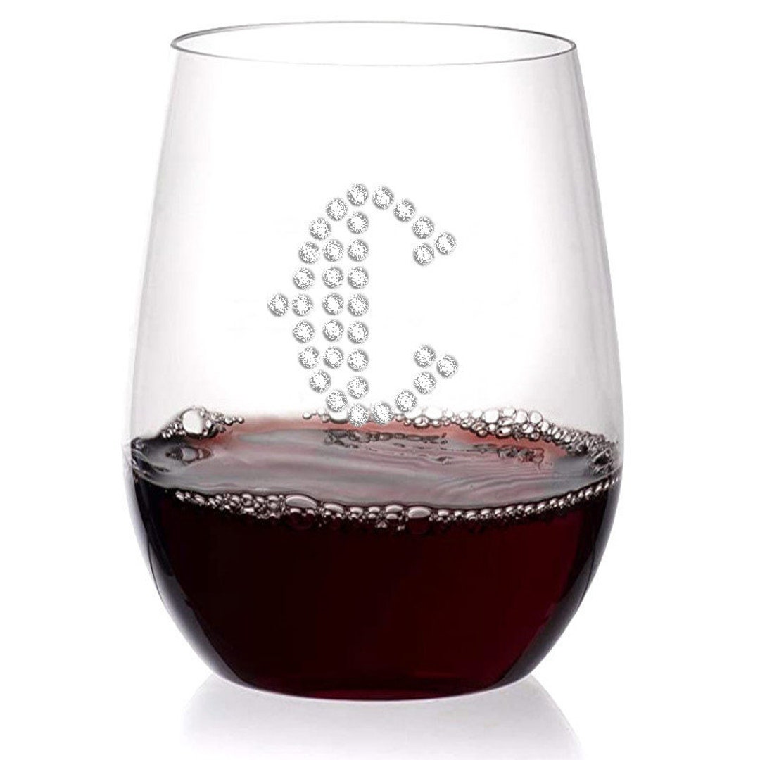 Slender Stemless Wine Drinking Glass - Custom Rhinestones, Personalized ...