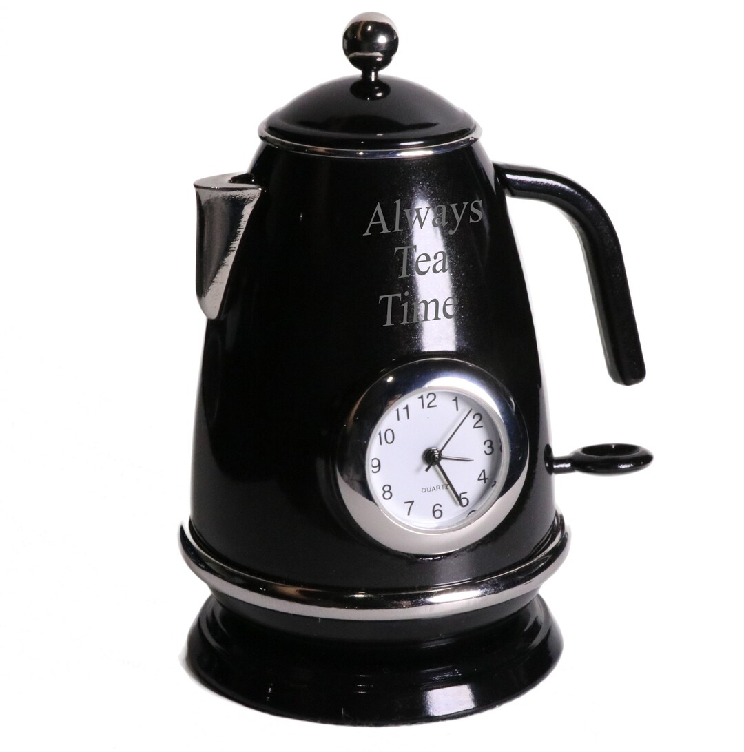 Custom Mini Black Kitchen Teapot Desk Clock - Personalized Accessory ...