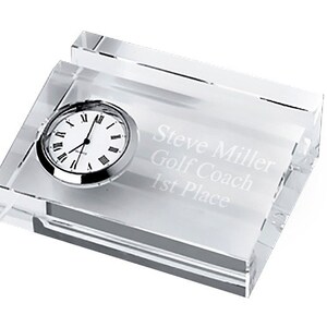 Crystal Name Plate and Desktop Clock Business Card Holder ...