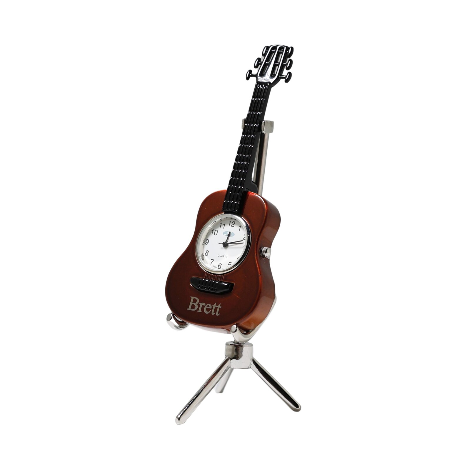 Custom Mini Silver Alloy Acoustic Guitar Desk Clock - Personalized ...