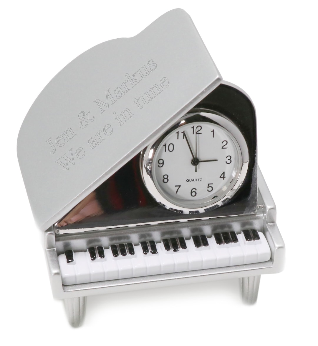 Polished Silver Mini Grand Piano Desk Clock - Custom Engraved Gifts ...