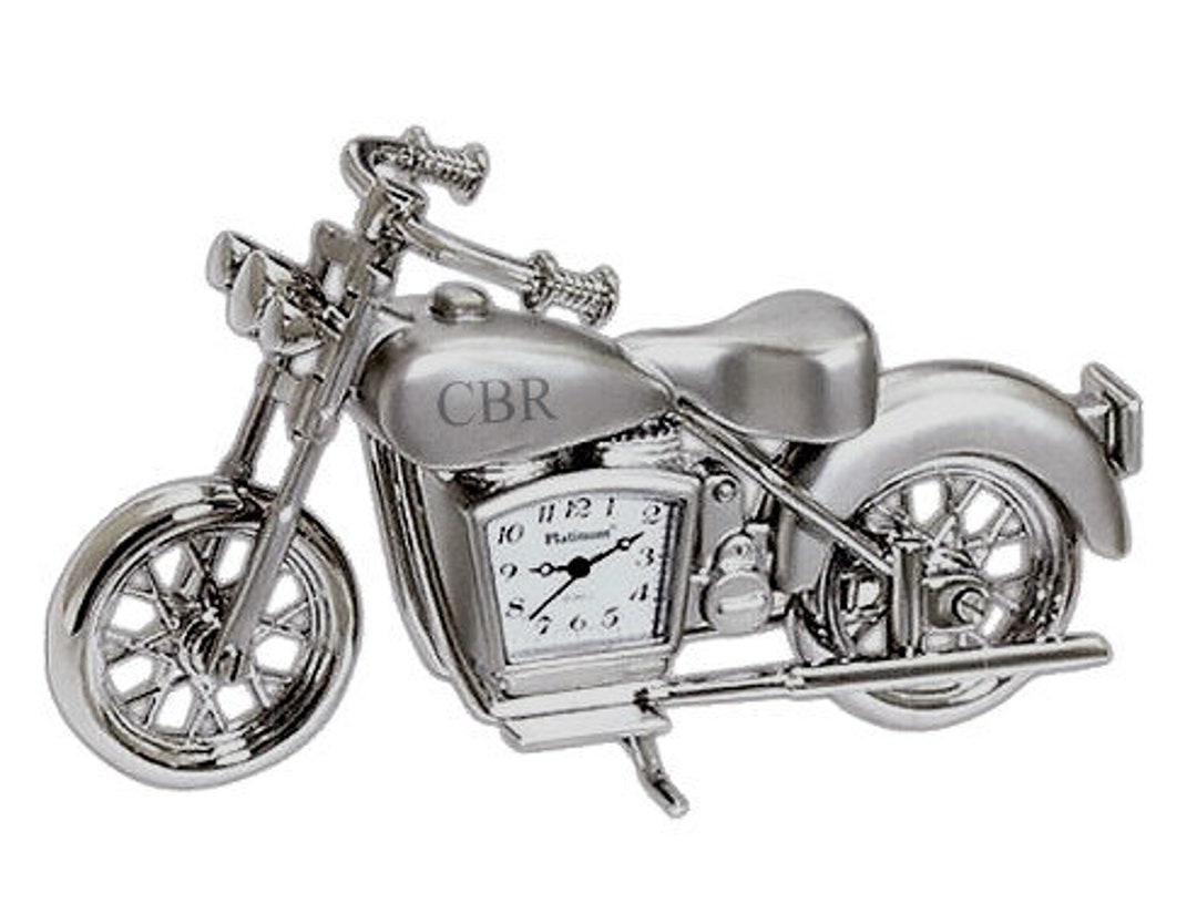 Silver Alloy Custom Desktop Motorcycle Clock - Personalized Engraved ...