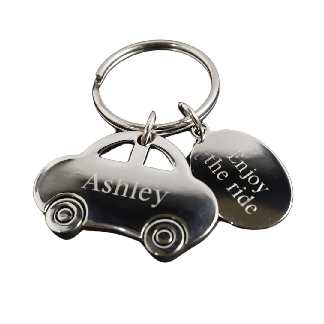 Custom Silver Car Keychain Ring Holder Metal Name Tag - Custom Gift ...