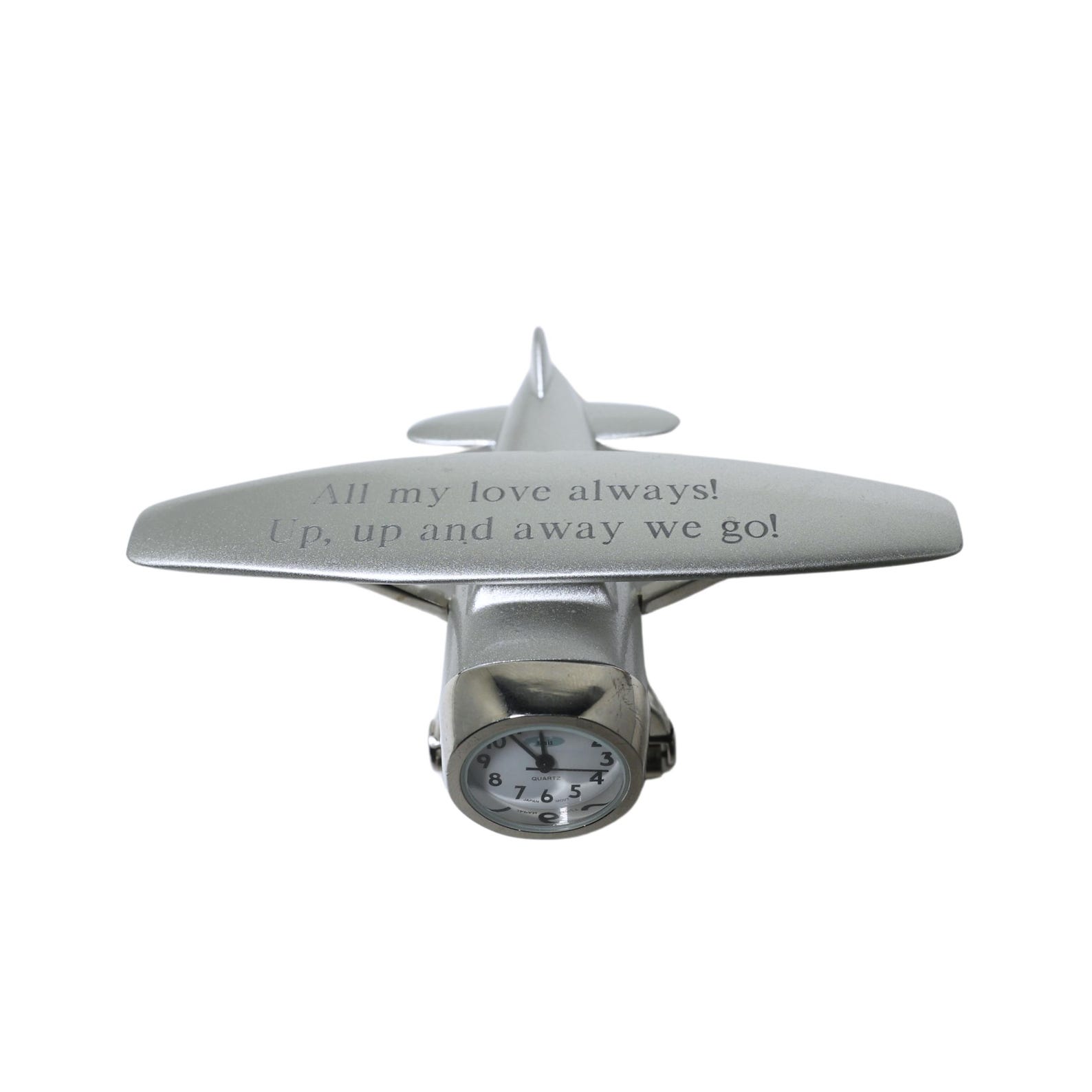 Custom Silver Finish High Wing Desk Clock Airplane - Personalized ...
