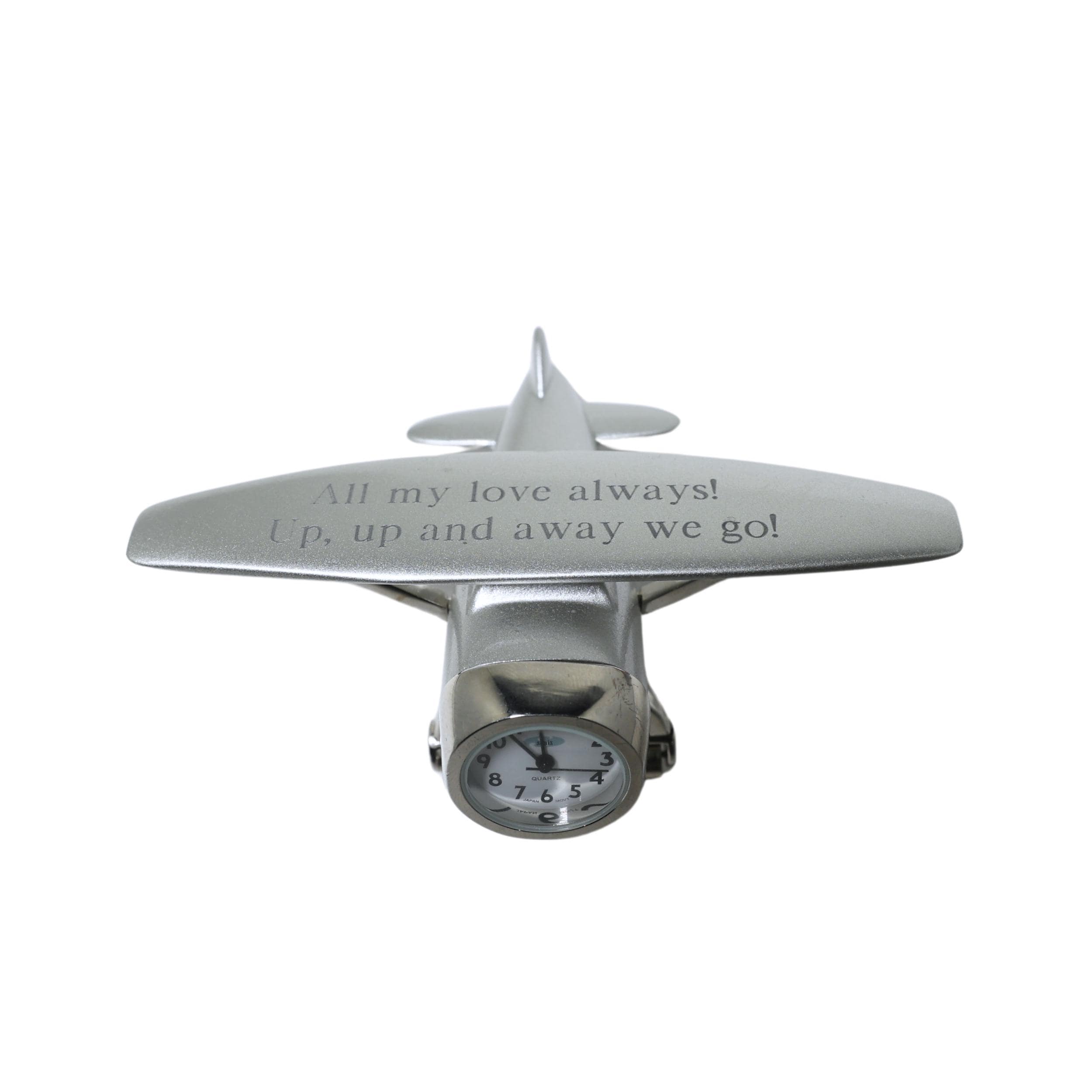 Custom Silver Finish High Wing Desk Clock Airplane - Personalized ...