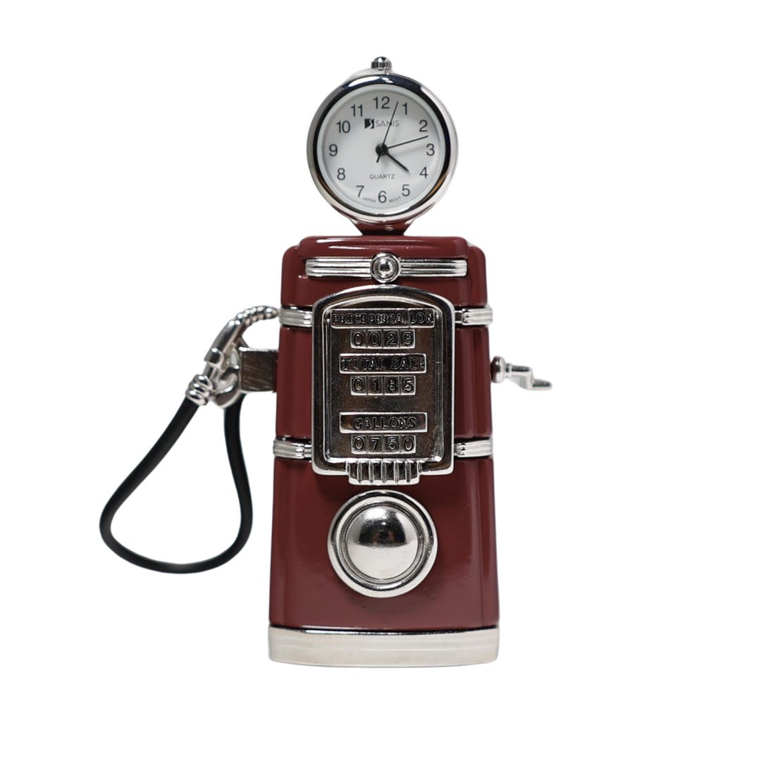 Antique Station Gas Pump Mini Desktop Clock - Custom Engraved Office ...