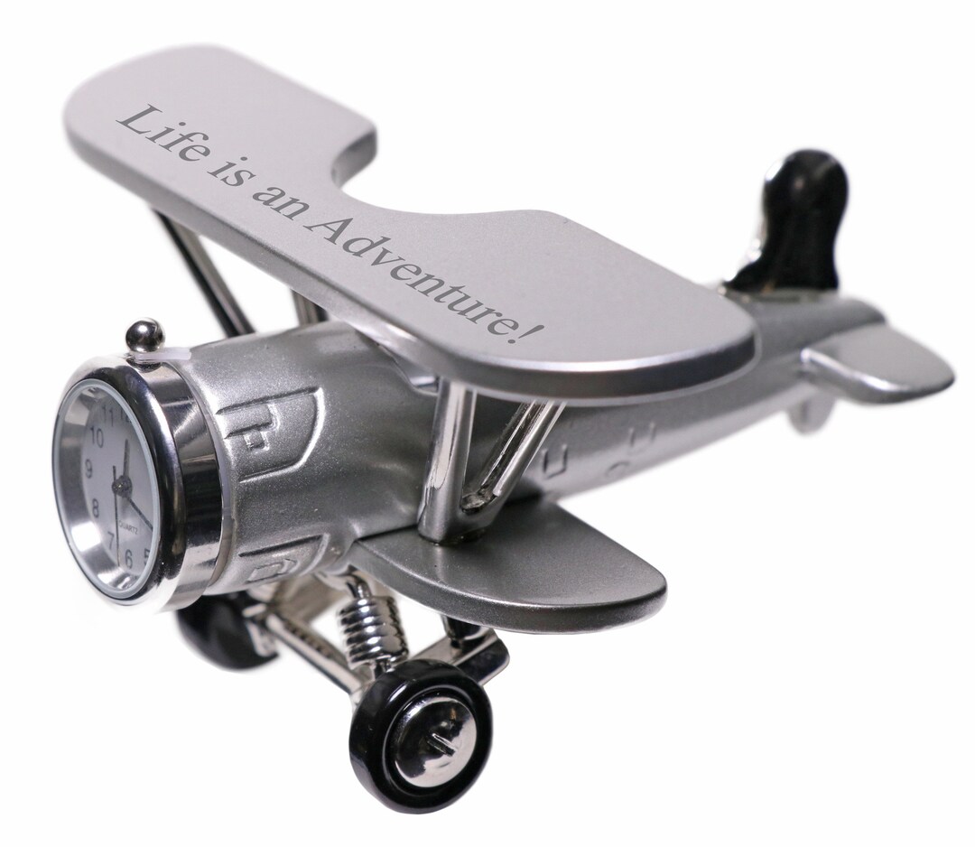 Custom Biplane Wing Mini Aircraft Office Table Clock - Personalized ...