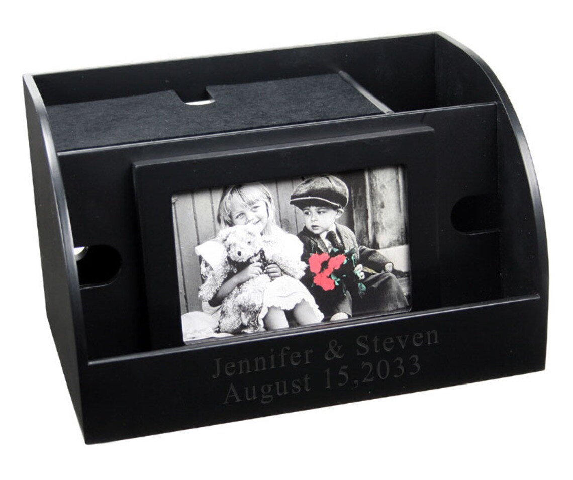 Black Wood Finish Smart Phone & Picture Frame Desk Organizer - Etsy