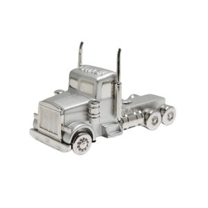 Silver Metal Semi Truck Mini Desk Clock - Engraved Personalized Desktop ...