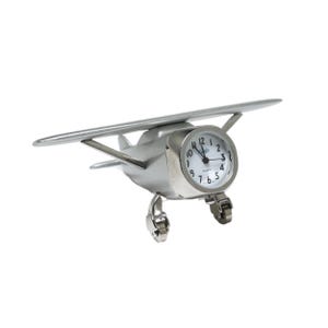 Custom Silver Finish High Wing Desk Clock Airplane - Personalized ...