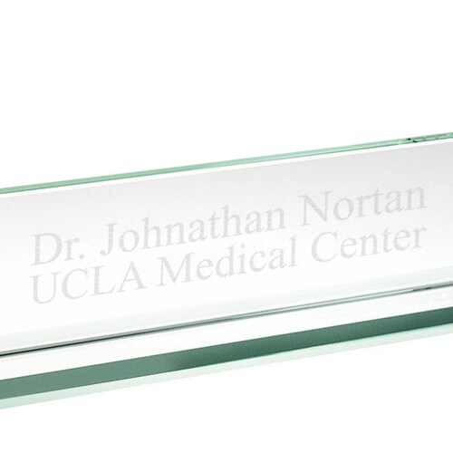 Custom Jade Glass Office Desk Name Plate 2 Pieces: Unattached | Etsy