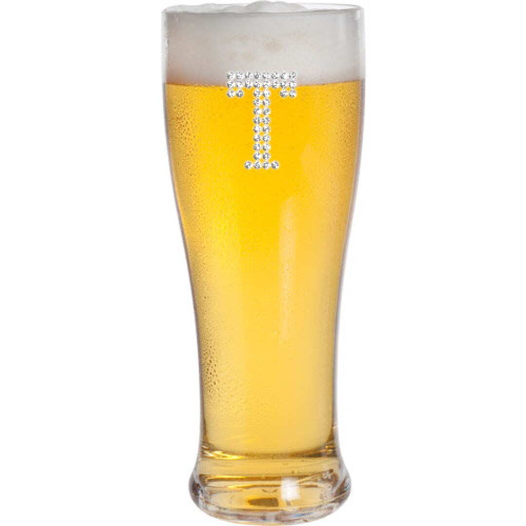 Classic Pilsner Beer Glass - Personalized Swarovski Crystal Rhinestones ...