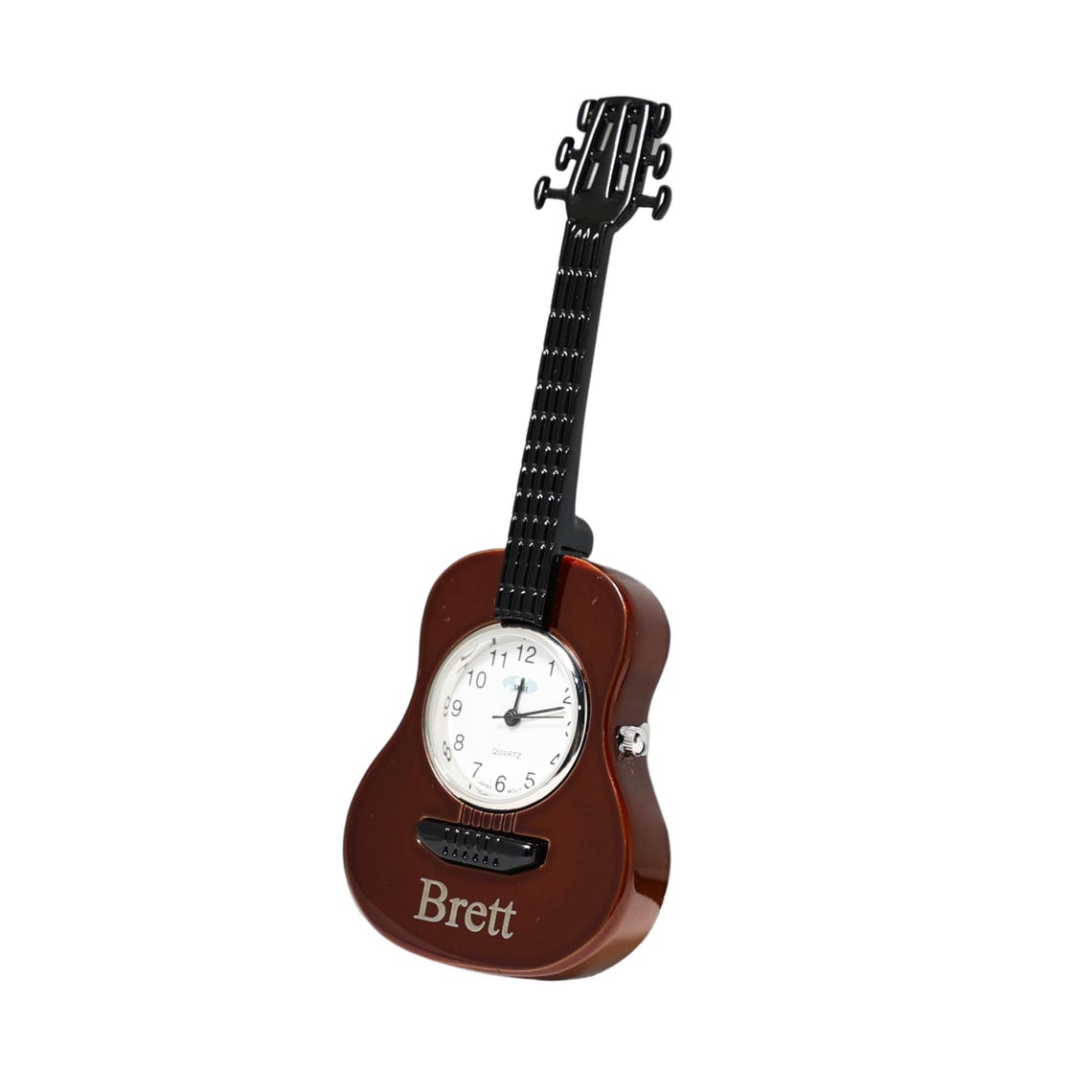 Custom Mini Silver Alloy Acoustic Guitar Desk Clock - Personalized ...