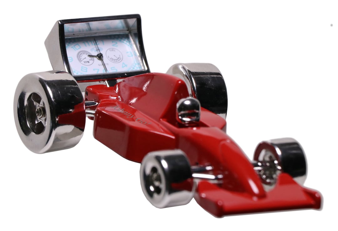 Custom Red Mini Motor Race Car Table Clock - Personalized Automotive ...