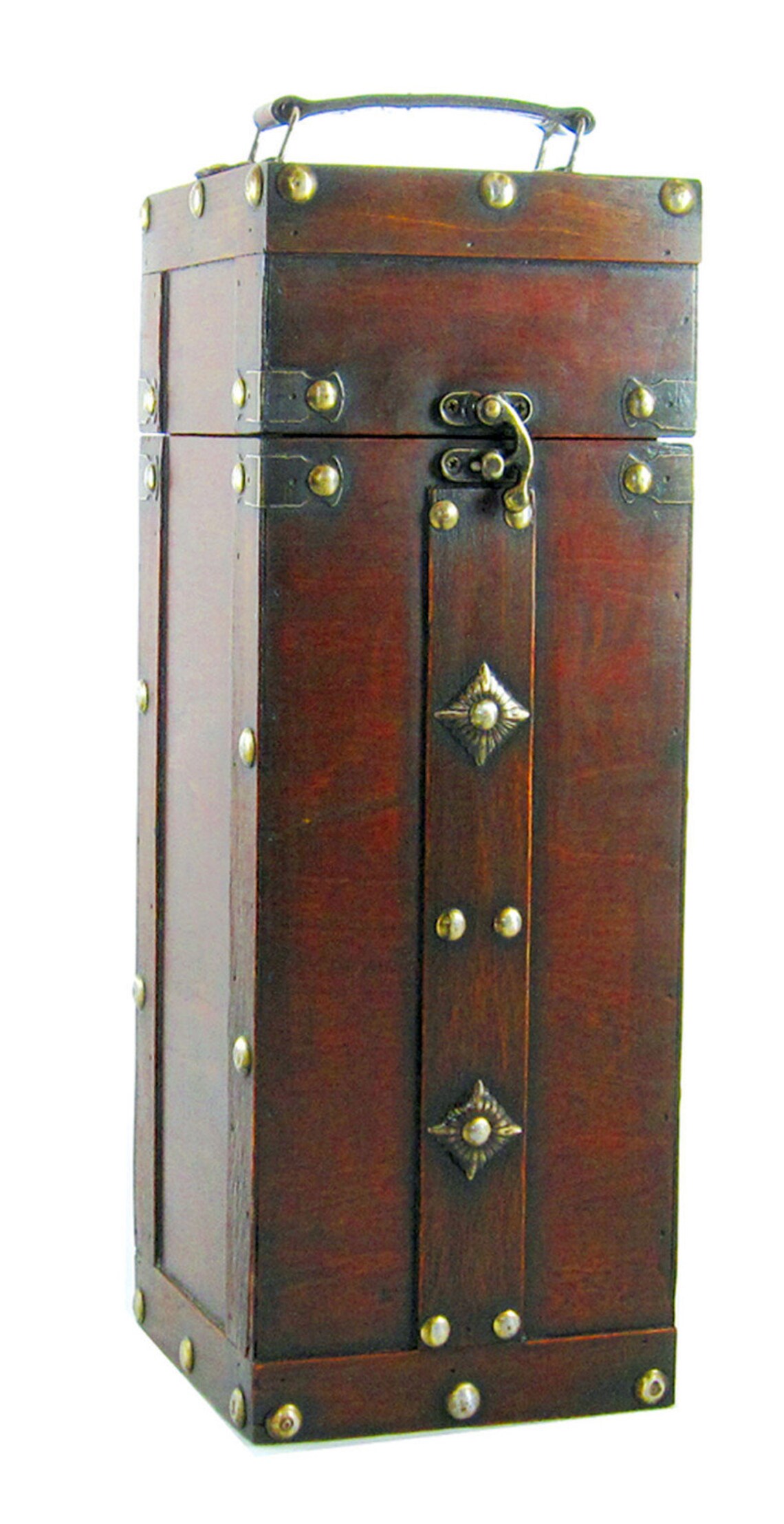 Medieval Wood Wine Box Carrier With Swing Brass Clasp - Personalized ...