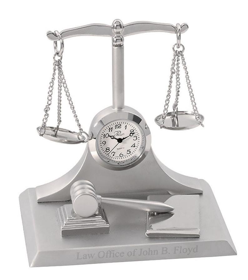 Miniature Scale of Justice Achievement Award Mini Desk Clock - Custom ...