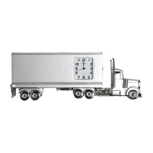 Silver Metal Semi Truck Mini Desk Clock - Engraved Personalized Desktop ...