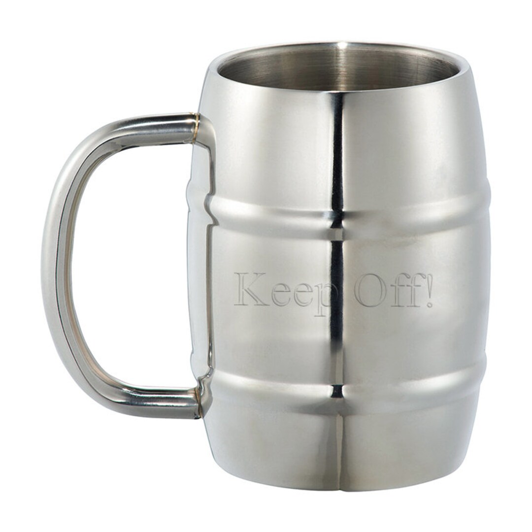 14 Oz Personalized Silver Growl Double Wall Stainless Barrel Mug ...