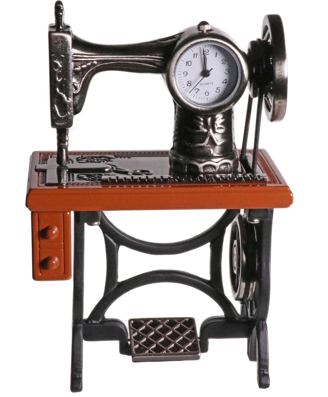 Custom Mini Metal Sewing Machine Desk Clock - Personalized Engraved ...