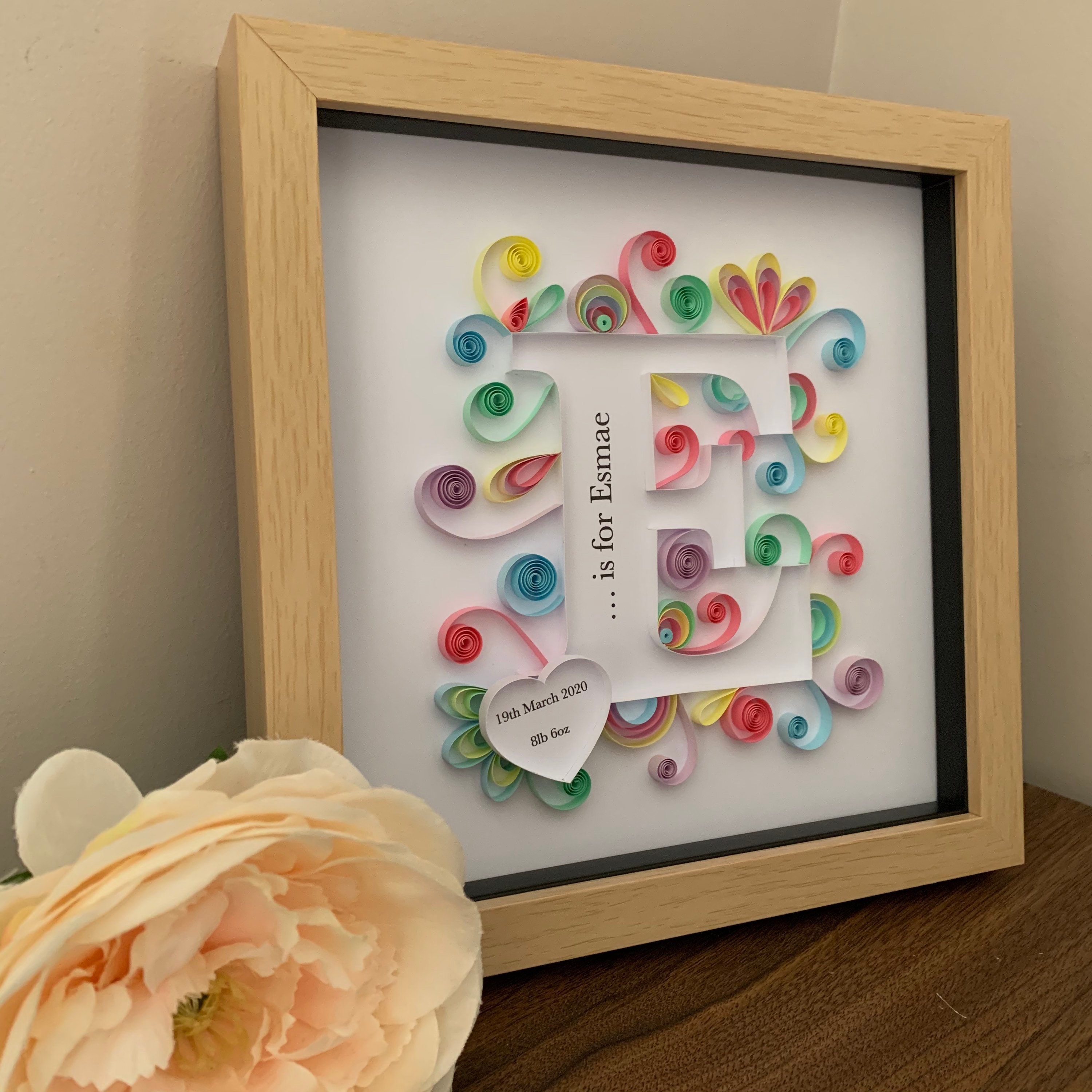 New Baby Girl Initial Frame Nursery Wall Decor New Baby - Etsy UK